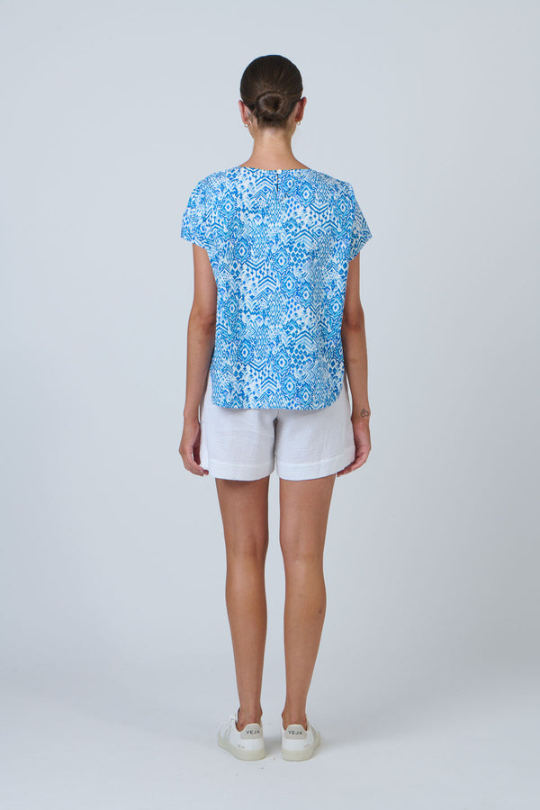 Namastai Round Neck Tee in Aqua Souk - Urban Cachet